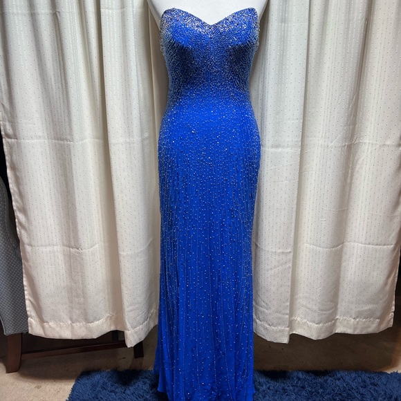 Tiffany Designs | Dresses | Blue Embellished Strapless Tiffany Designs ...